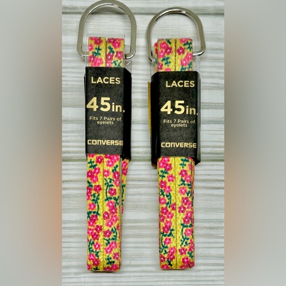 Converse | Accessories | Converse 45 Inch Shoe Laces Yellow Pink Floral ...